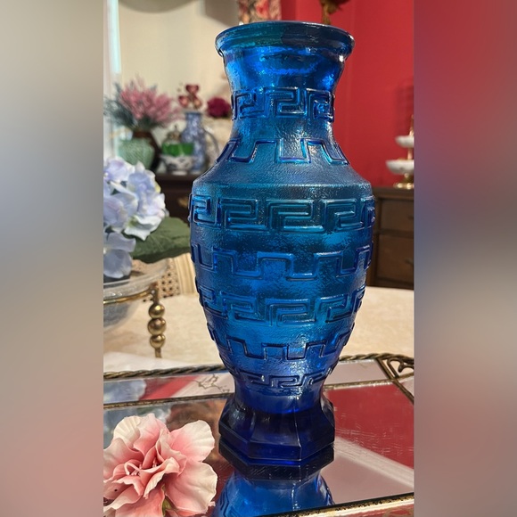 Mediterranean Greek Key Vase | Accents | Vintage Mediterranean Blue ...
